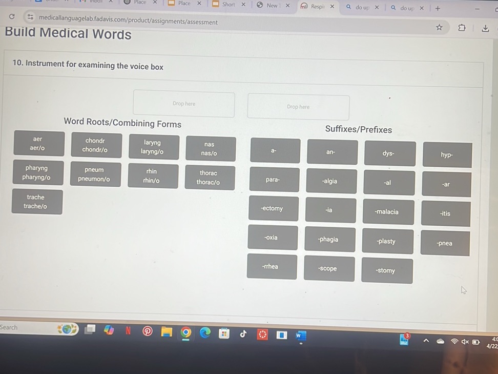 10. Instrument for examining the voice box | StudyX