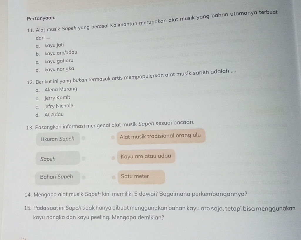 11. Alat musik Sapeh yang berasal Kalimantan | StudyX
