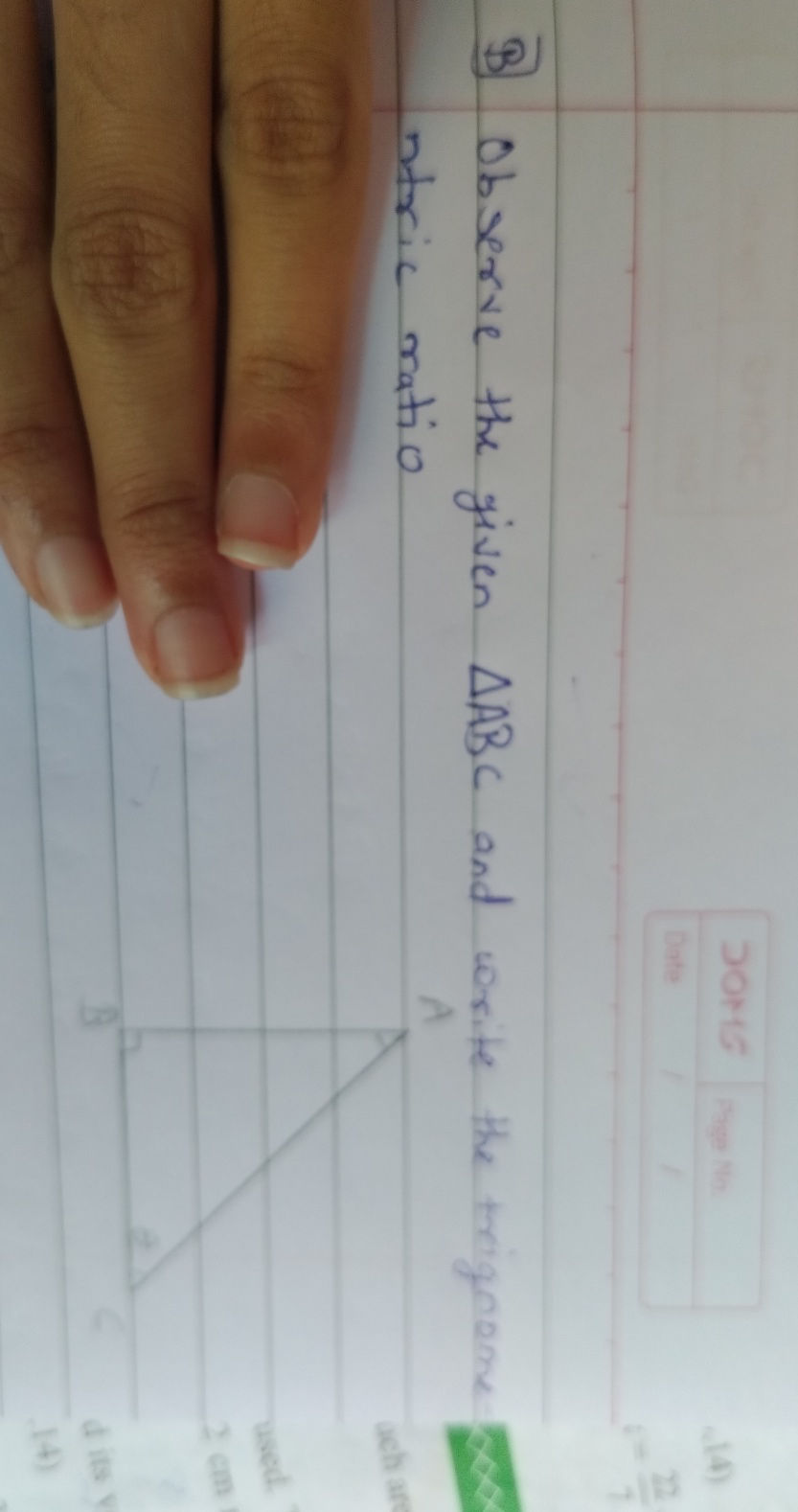 Observe the given $ ABC$ and write the | StudyX