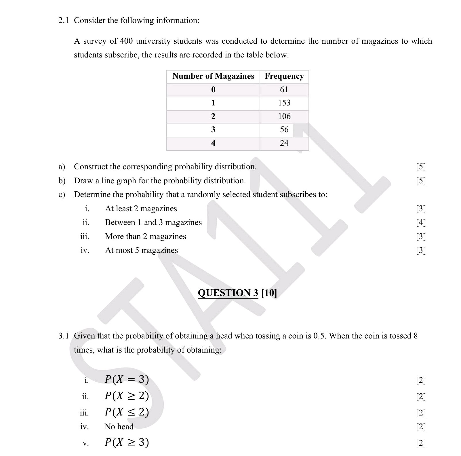 2.1 Consider the following information: A | StudyX
