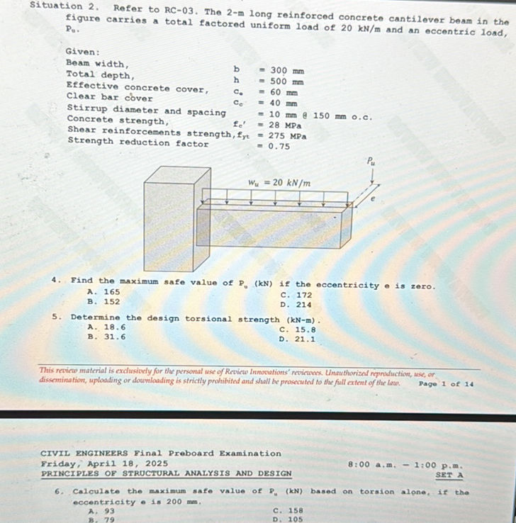 Situation 2. Refer to RC-03. The 2-m long | StudyX