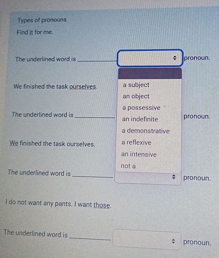 The underlined word is ______ pronoun. We | StudyX