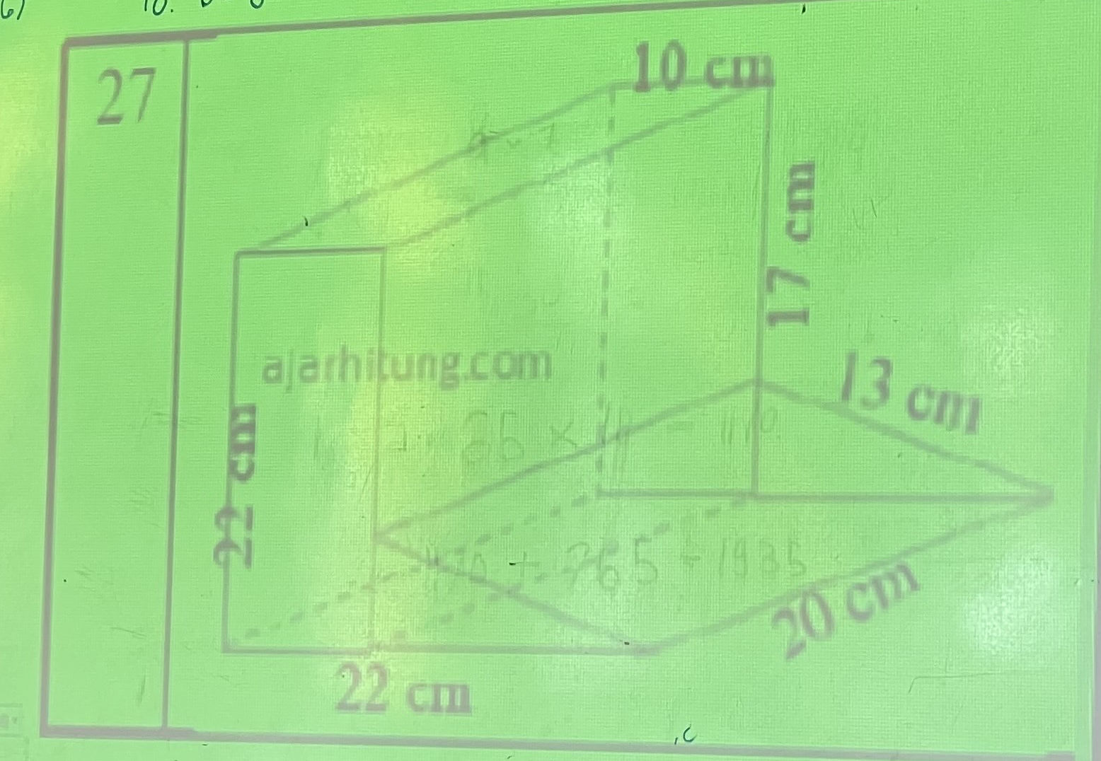 The image shows a 3D shape with dimensions | StudyX