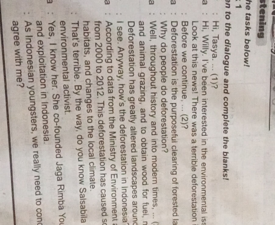 en to the dialogue and complete the blanks! | StudyX