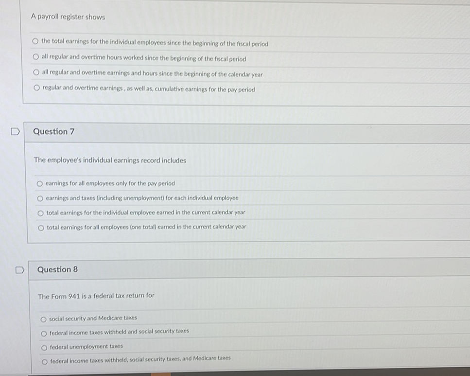 A payroll register shows the total earnings | StudyX