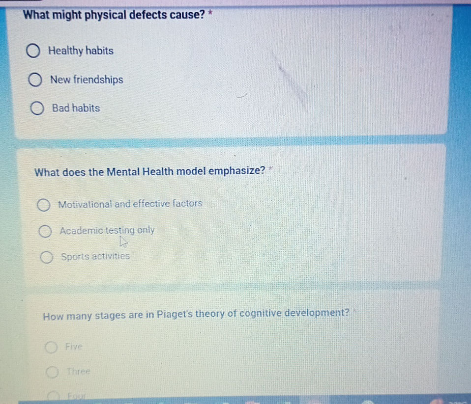 What might physical defects cause? Healthy | StudyX