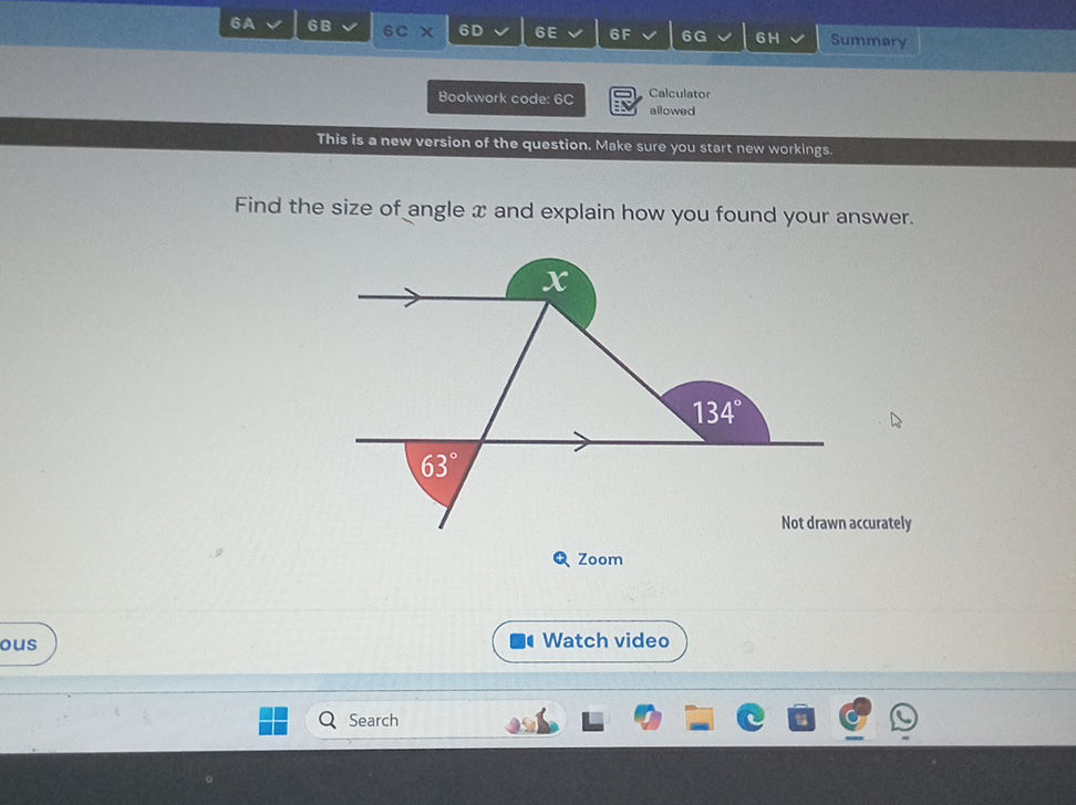 Find the size of angle $x$ and explain how | StudyX