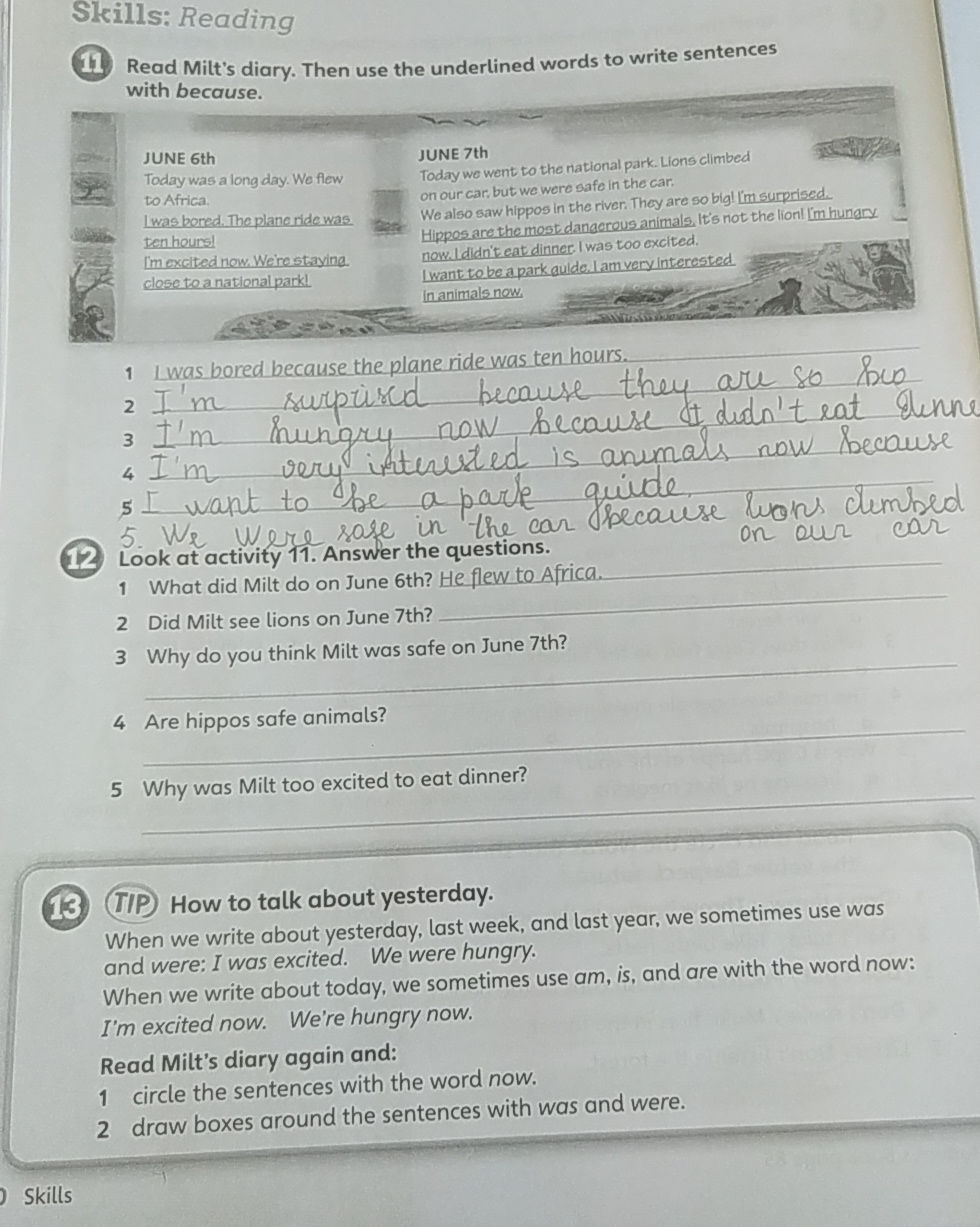 11 Read Milt's diary. Then use the | StudyX