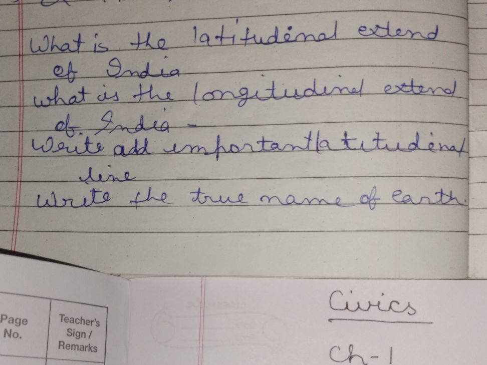 What is the latitudinal extend of India | StudyX