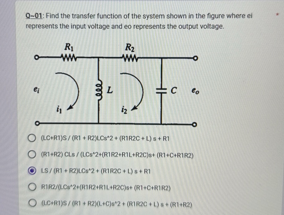 Q~01: Find the transfer function of the | StudyX