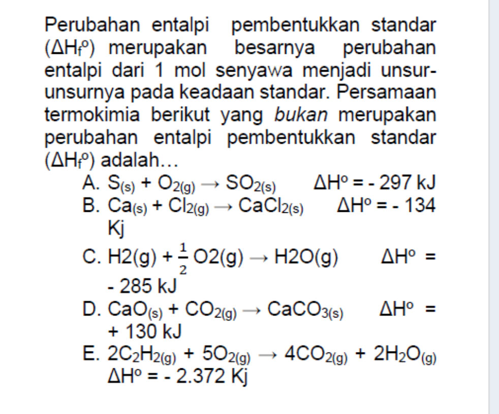 Perubahan entalpi pembentukkan standar ($ | StudyX