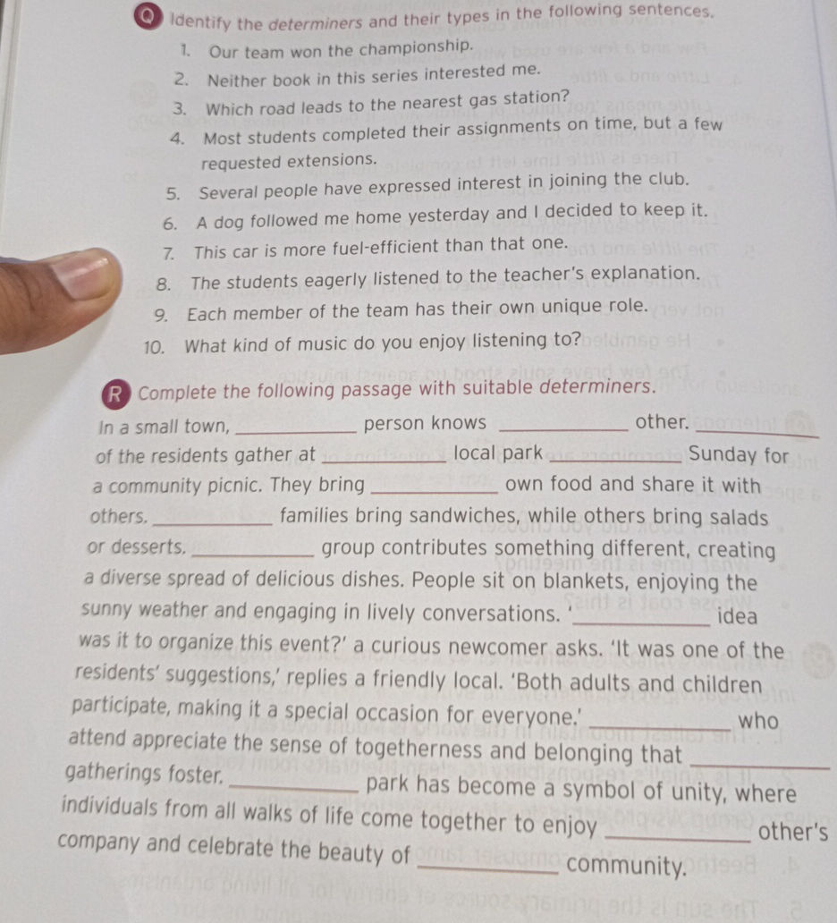 Identify the determiners and their types in | StudyX