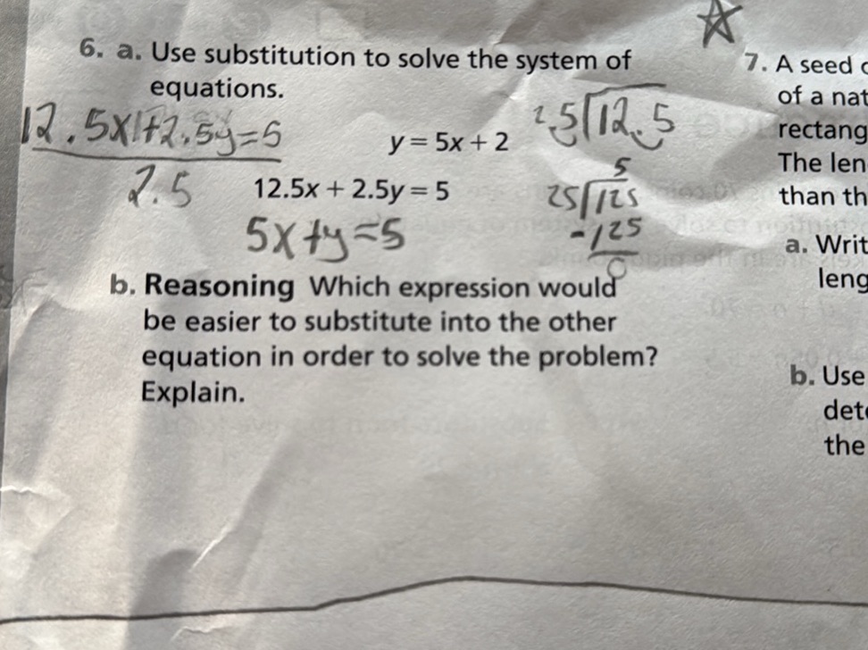 6. a. Use substitution to solve the system | StudyX