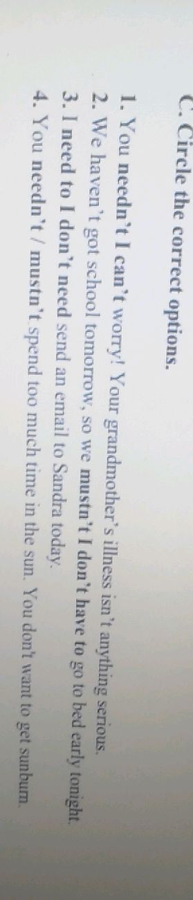 C. Circle the correct options. 1. You | StudyX