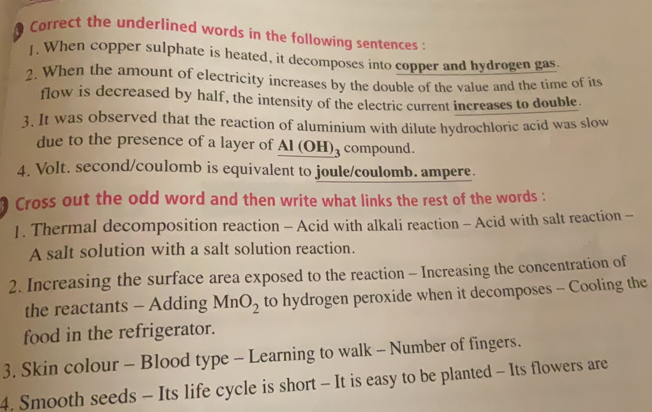 Correct the underlined words in the | StudyX