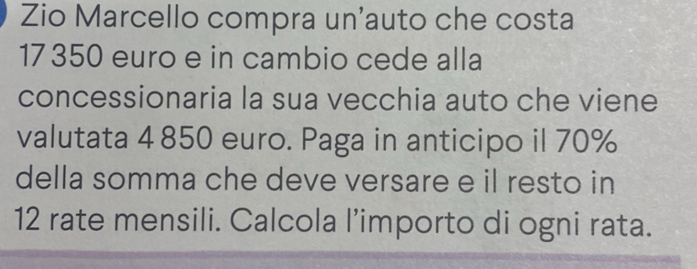 Zio Marcello compra un'auto che costa 17350 | StudyX