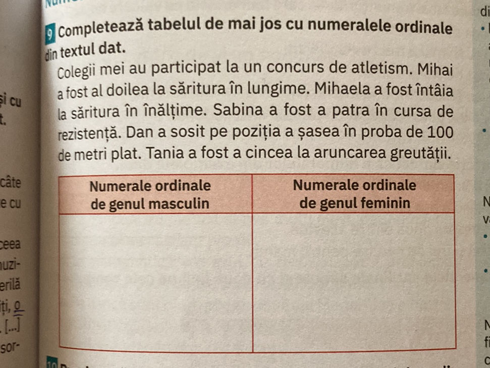 Completează tabelul de mai jos cu numeralele | StudyX