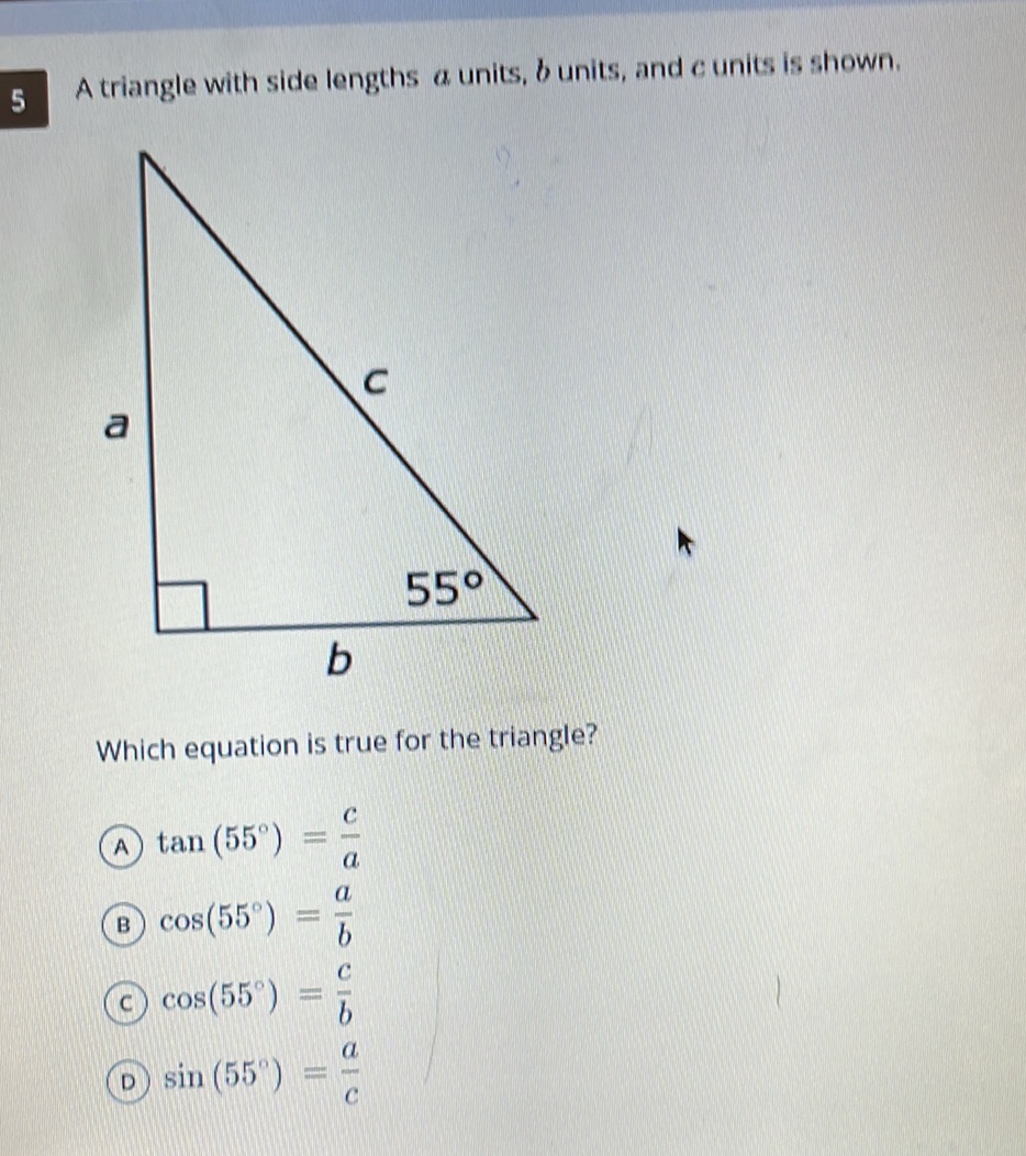 A triangle with side lengths $a$ units, $b$ | StudyX