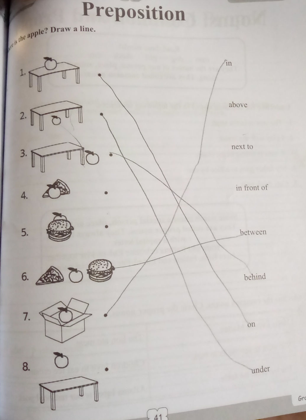 Preposition Where is the apple? Draw a | StudyX