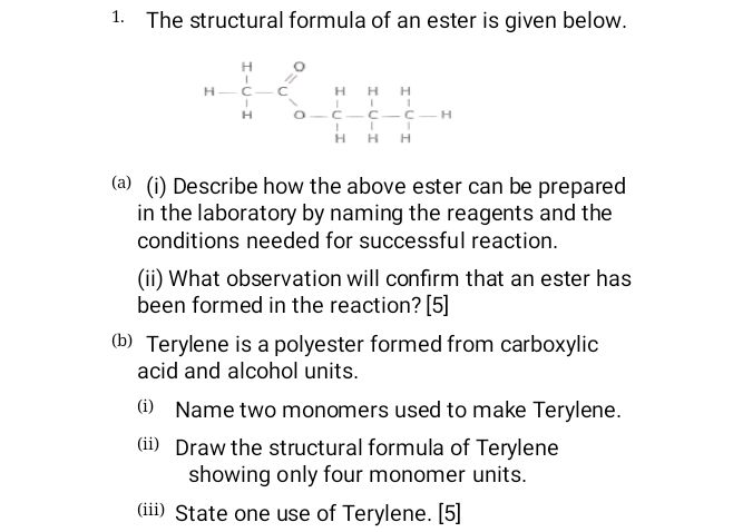 1. The structural formula of an ester is | StudyX