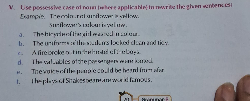 V. Use possessive case of noun (where | StudyX