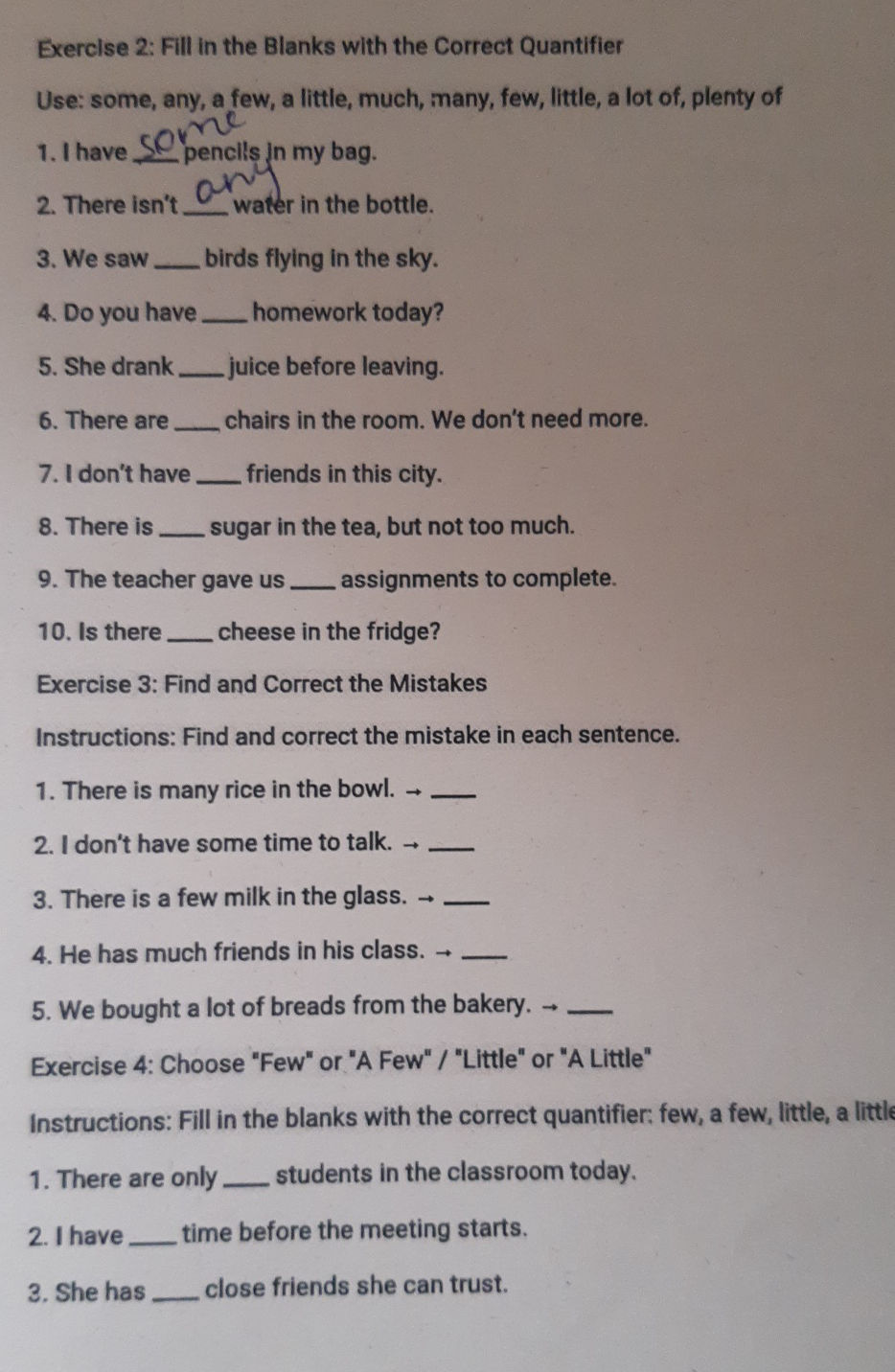 Exercise 2: Fill in the Blanks with the | StudyX