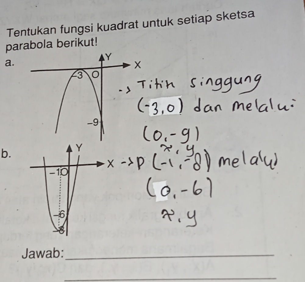 Tentukan fungsi kuadrat untuk setiap sketsa | StudyX