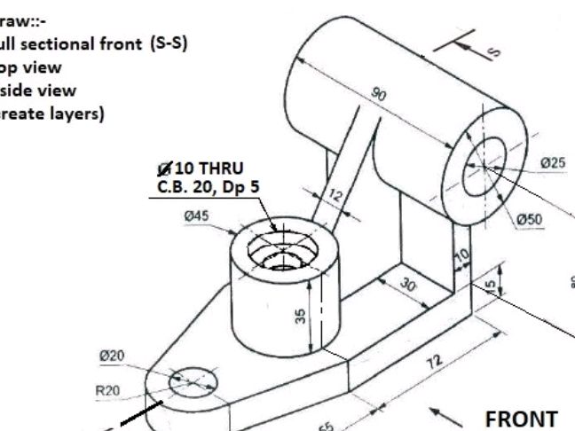 Draw:- Full sectional front (S-S) Top view | StudyX