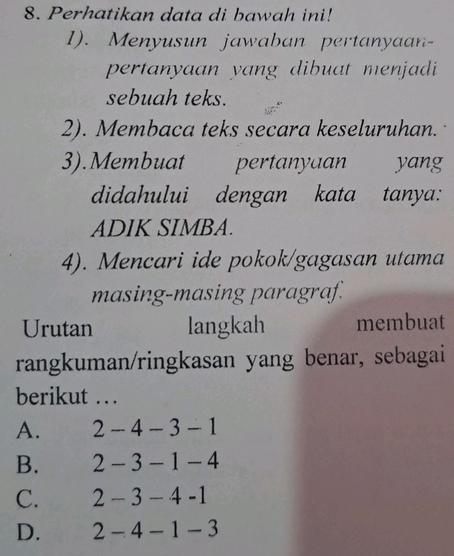 8. Perhatikan data di bawah ini! 1). | StudyX