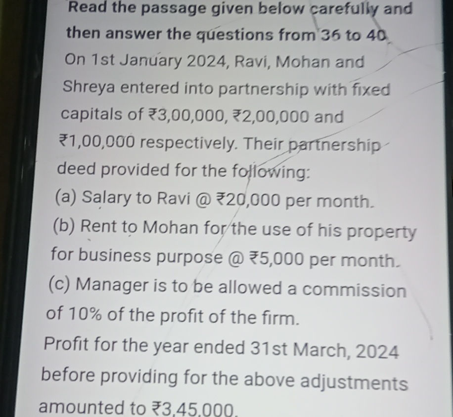 Read the passage given below carefully and | StudyX