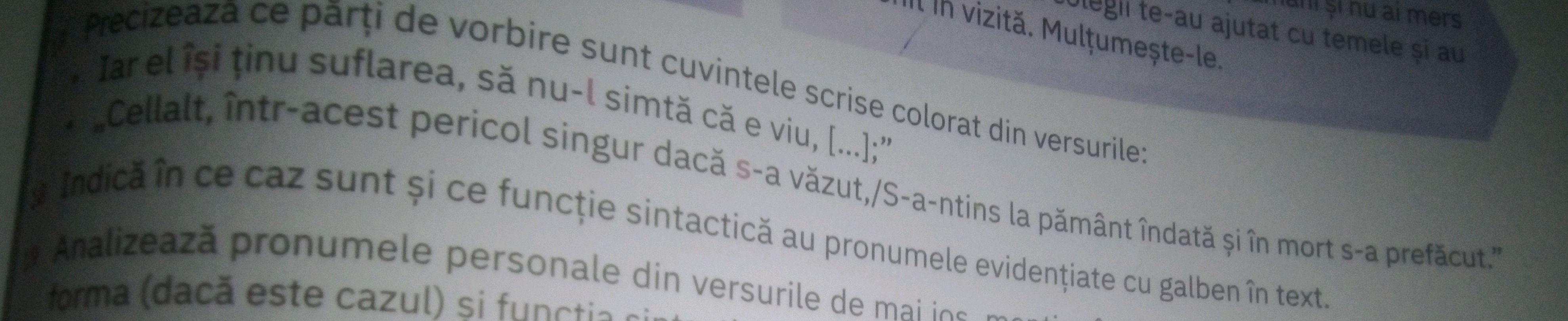 Precizeaza ce parti de vorbire sunt | StudyX