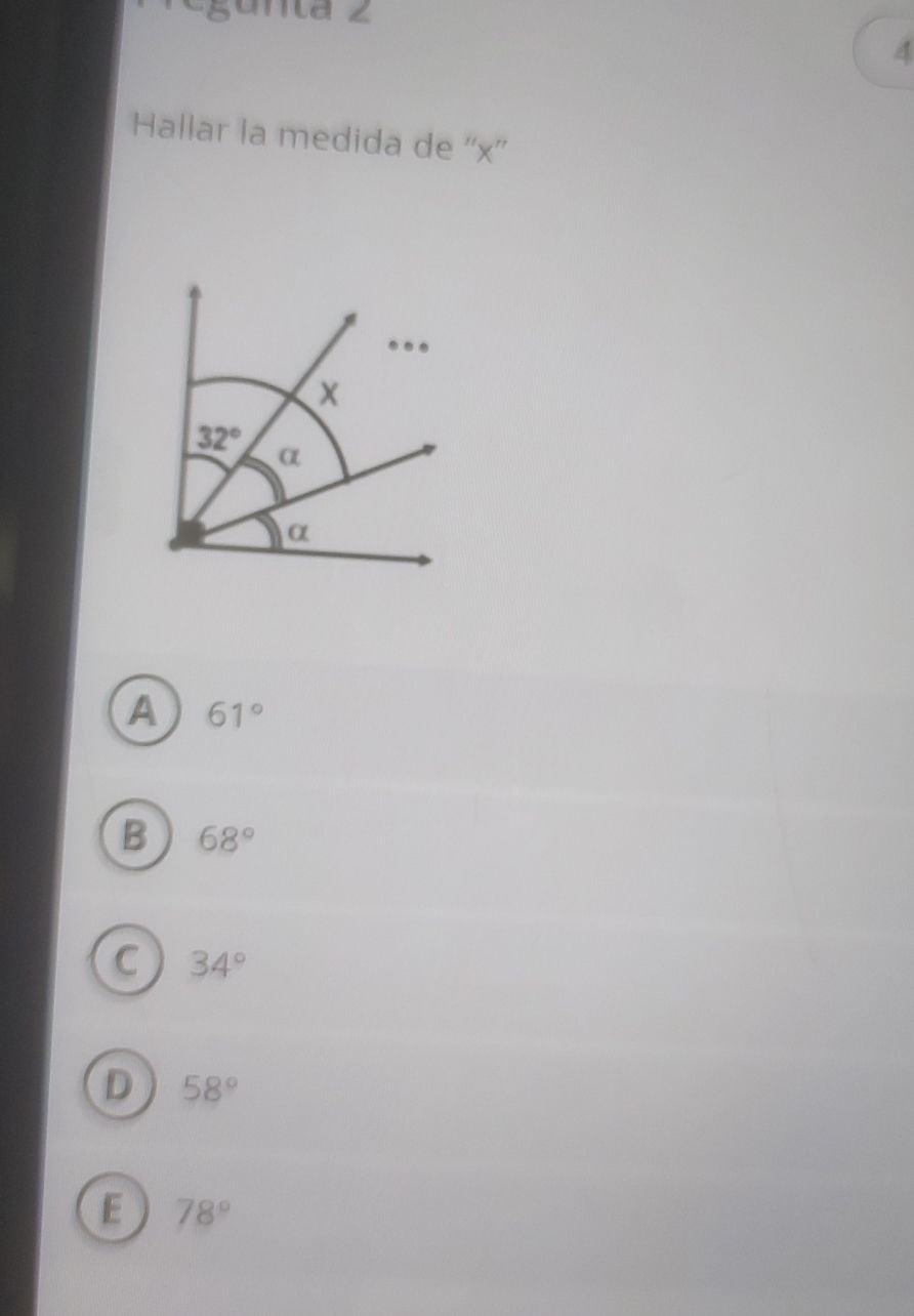 Hallar la medida de "x" $ $ A 61° B 68° C | StudyX