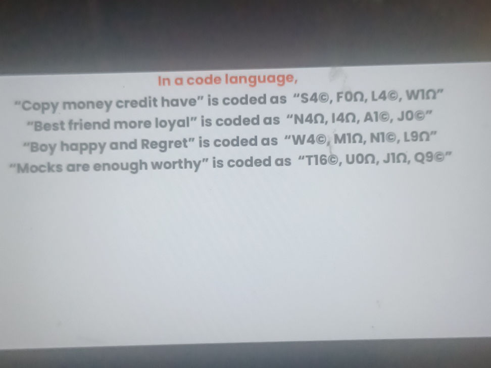 In a code language, "Copy money credit | StudyX