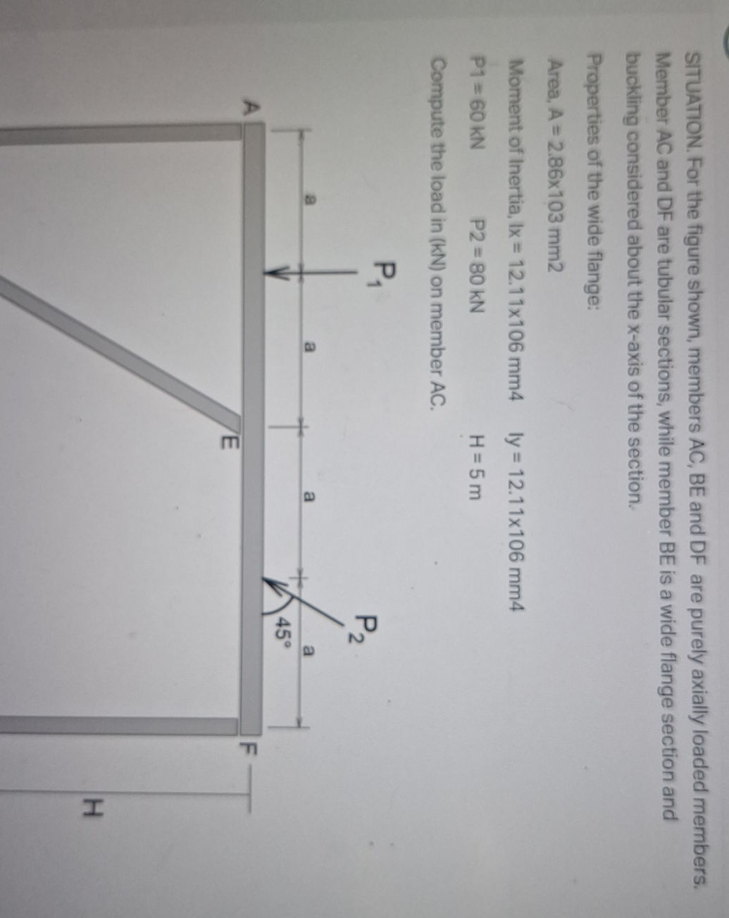 SITUATION: For the figure shown, members AC, | StudyX