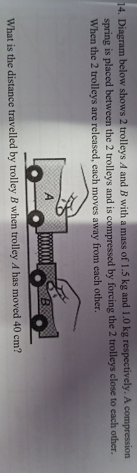 14. Diagram below shows 2 trolleys A and B | StudyX