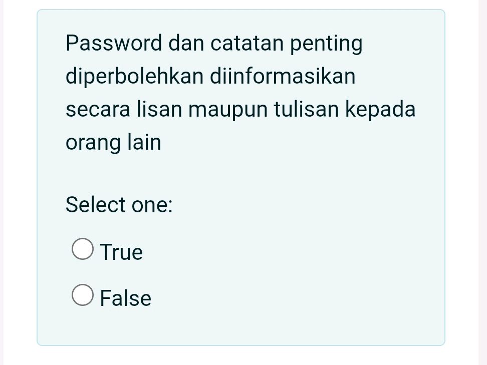Password dan catatan penting diperbolehkan | StudyX