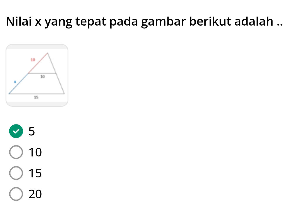 Nilai x yang tepat pada gambar berikut | StudyX
