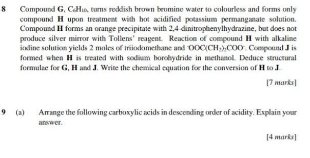 8 Compound G, C6H10, turns reddish brown | StudyX
