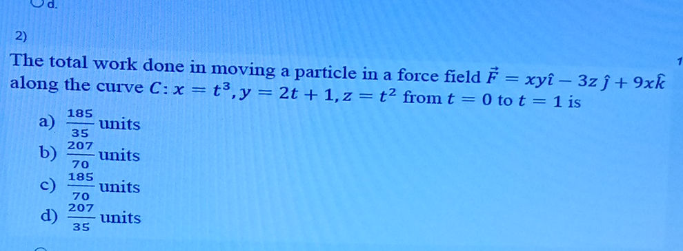 2) The total work done in moving a particle | StudyX