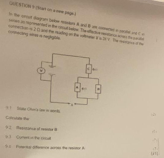 In the circuit diagram below resistors A and | StudyX