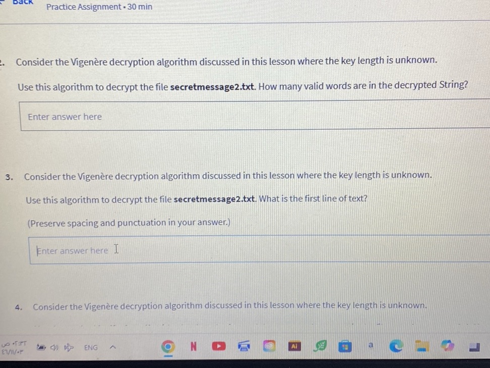 2. Consider the Vigenère decryption | StudyX