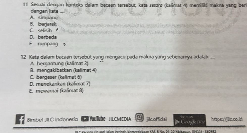 11 Sesuai dengan konteks dalam bacaan | StudyX