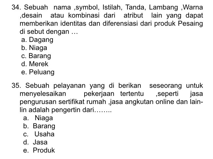 34. Sebuah nama, symbol, Istilah, Tanda, | StudyX
