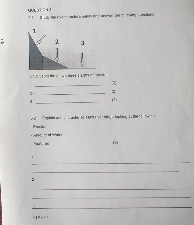 QUESTION 3 3.1 Study the river structure | StudyX