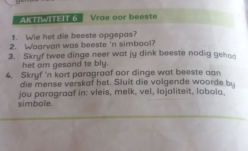 1. Wie het die beeste opgepas? 2. Waarvan | StudyX