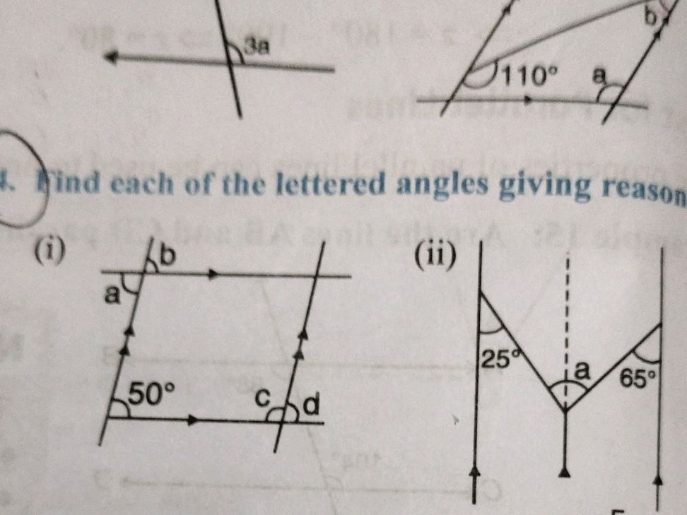 4. Find each of the lettered angles giving | StudyX