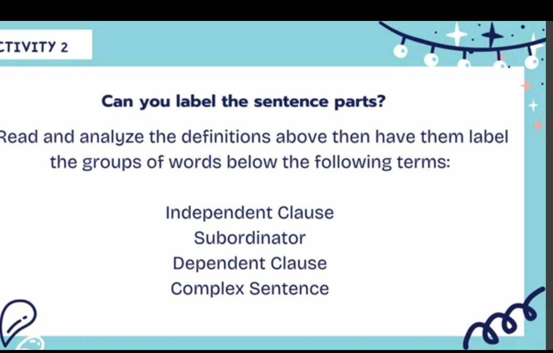 Can you label the sentence parts? Read and | StudyX