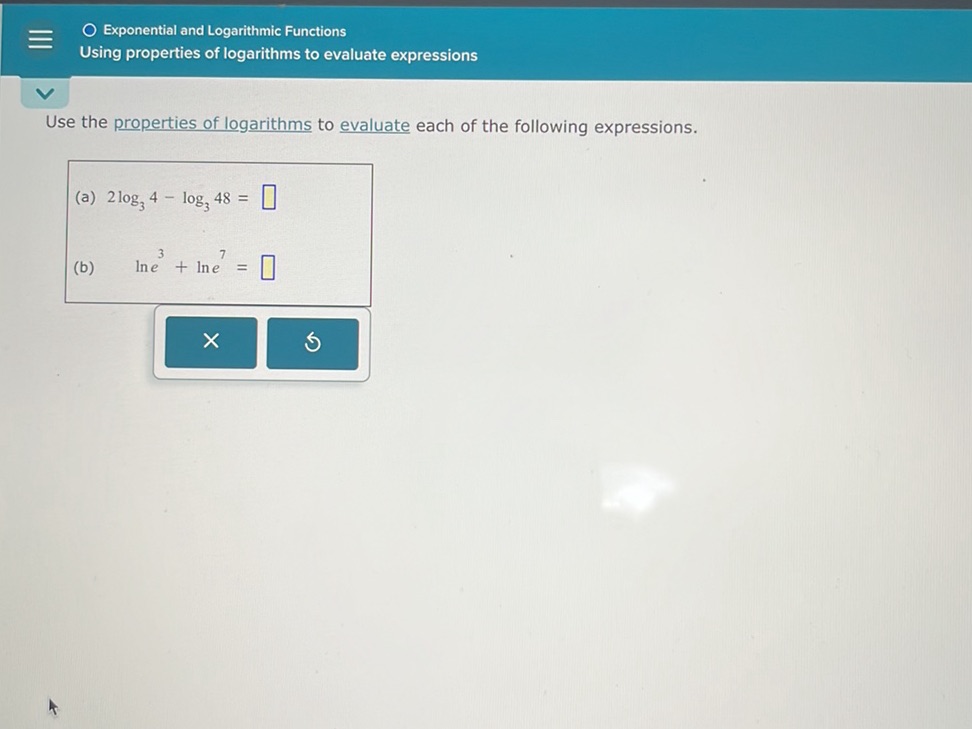 Use the properties of logarithms to evaluate | StudyX