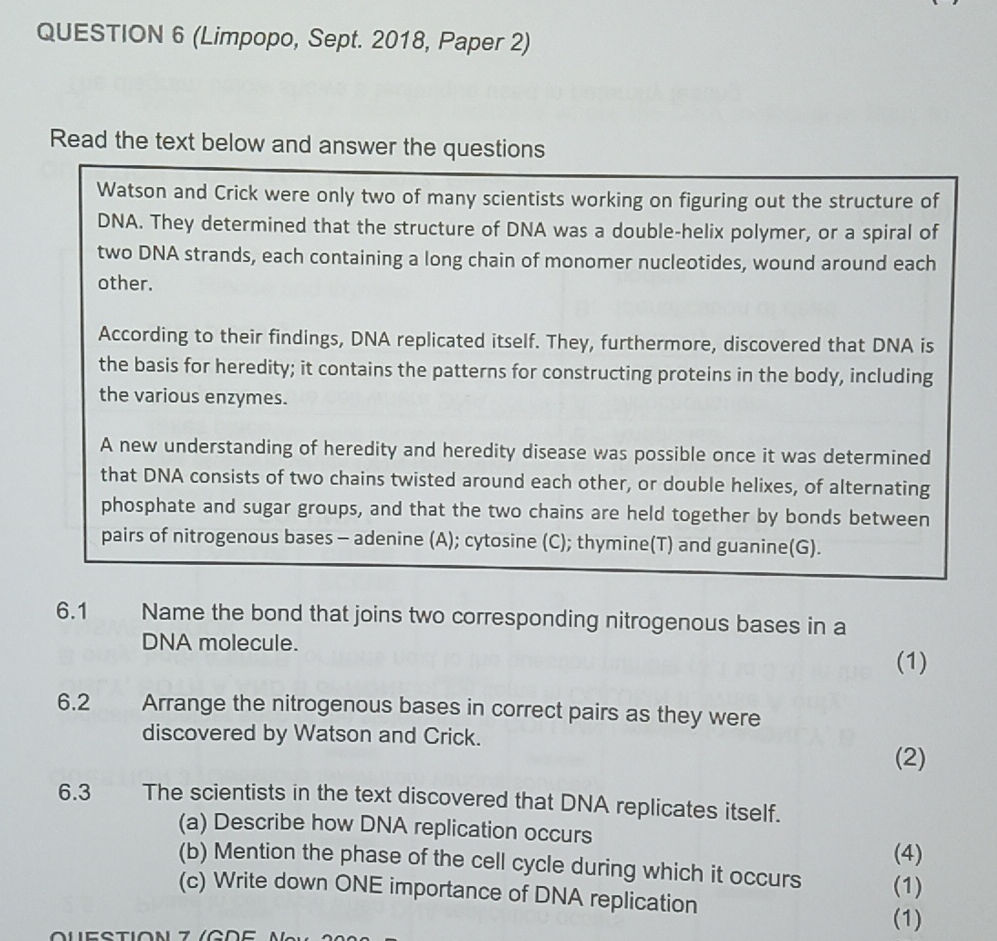 QUESTION 6 (Limpopo, Sept. 2018, Paper 2) | StudyX
