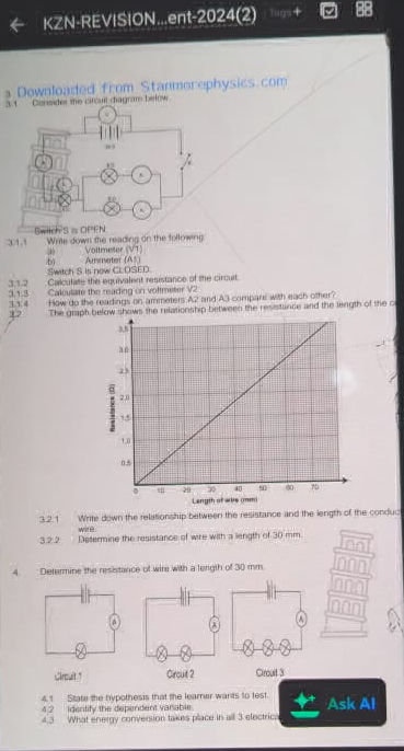 3.1 Consider the circuit diagram below. | StudyX